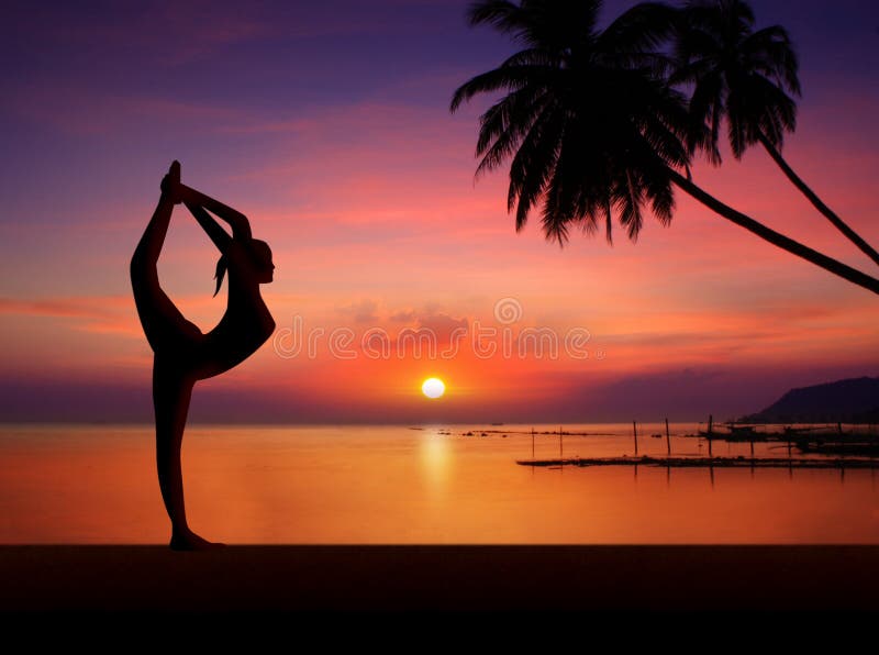 Yoga girl on sunset stock photo. Image of dawn, fitness - 27330998