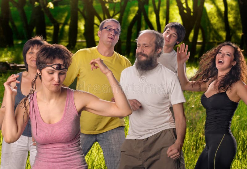 Yoga group doing dance stock image. Image of recreation - 41230237