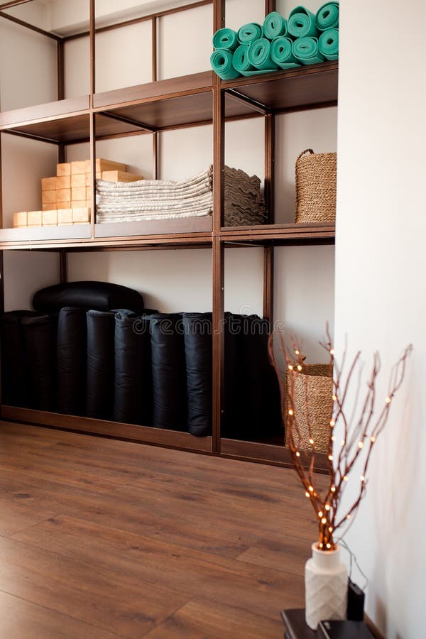 Yoga Hall Attributes Yoga Center Design Interior Stock Photo - Image of ...