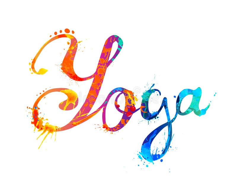 Yoga Calligraphy On Watercolor Splash Stock Vector - Illustration of ...