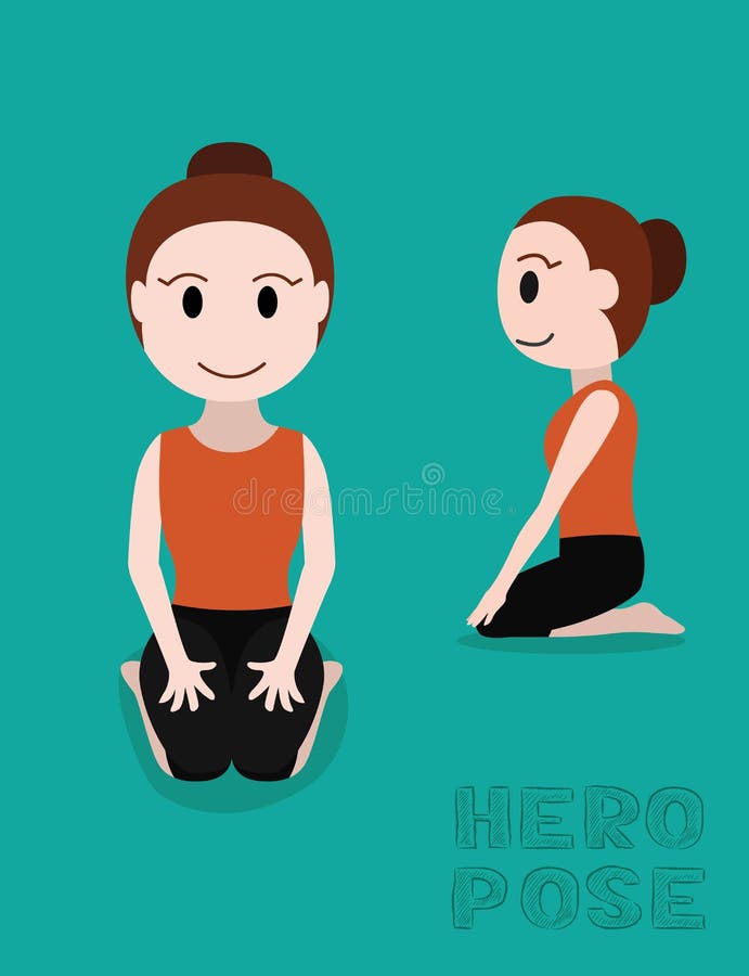 Yoga Hero Pose Cartoon Vector Illustration Stock Vector - Illustration ...