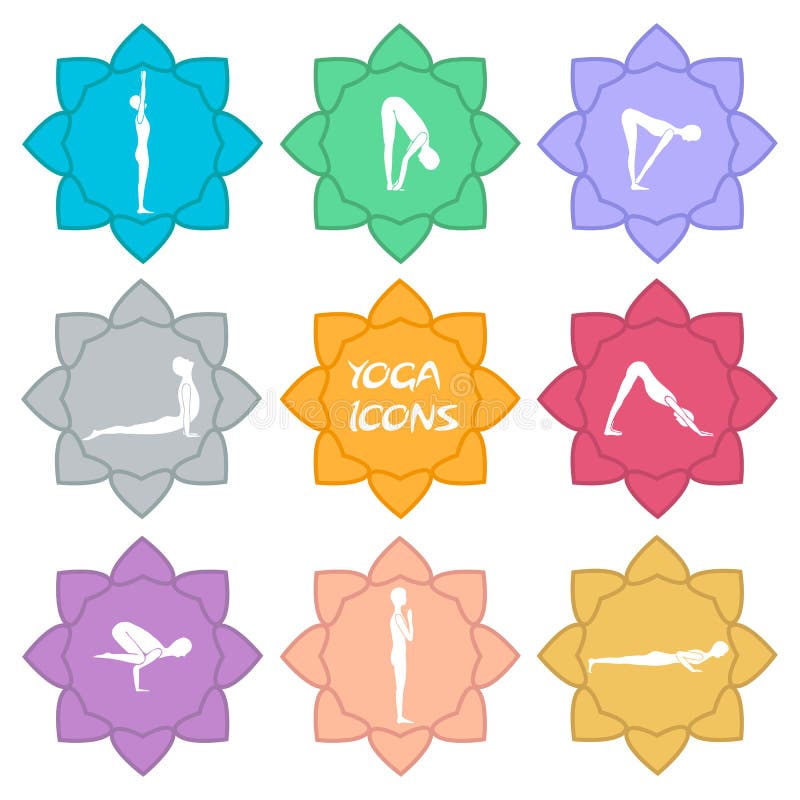 Yoga Icons. Flat Design. Â€ Stock Vector - Illustration of human, body ...