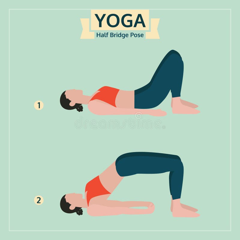 Yoga Illustration, Half Bridge Pose, Yoga Exercise Vector Stock Vector ...