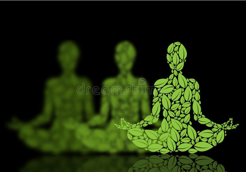Yoga Illustration Made with Leaves Stock Illustration - Illustration of ...