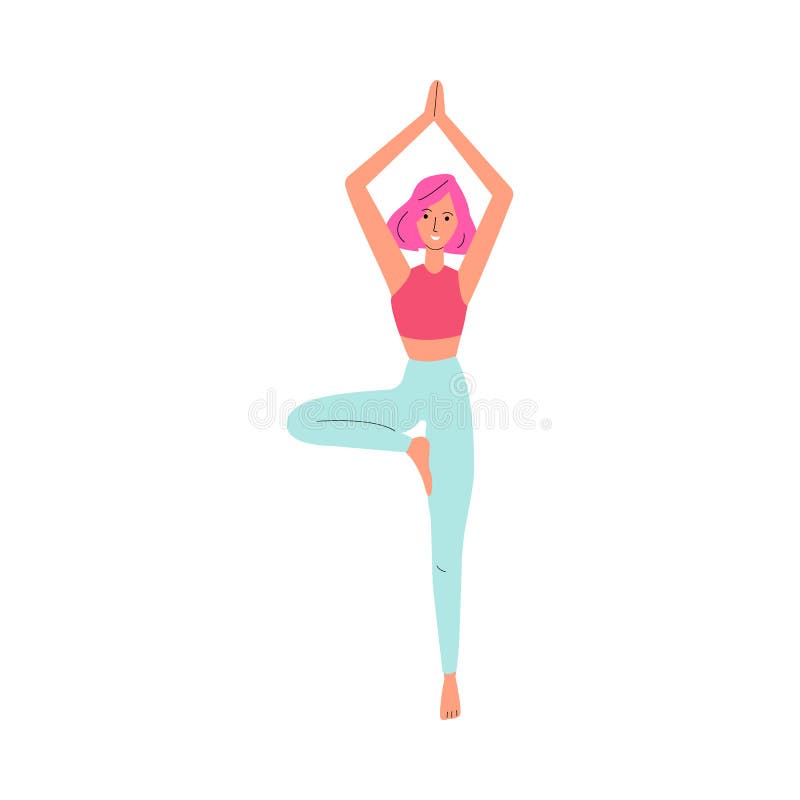 Yoga Instructor Standing on One Leg in Tree Pose - Woman Balance ... Yoga Instructor Standing on One Leg in Tree Pose - Woman Balance ...