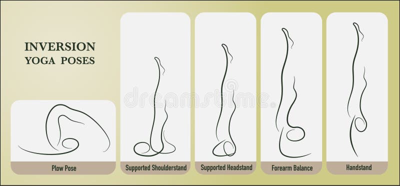 Yoga inversion poses set. stock vector. Illustration of posture - 68509883