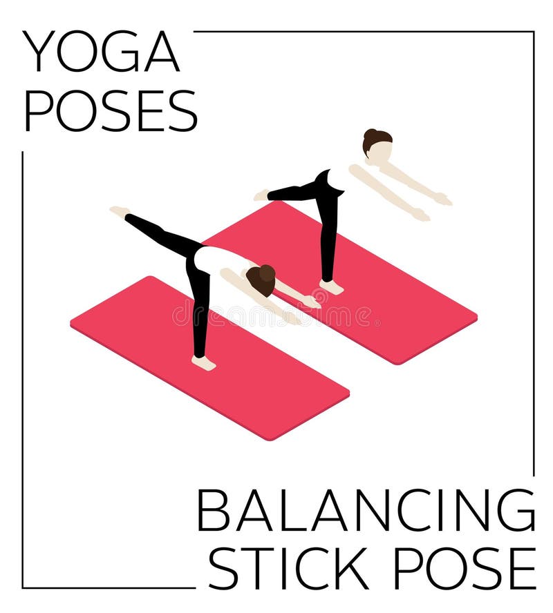 Yoga Pose Balancing Stick Pose Isometric Vector Set Stock Vector ...