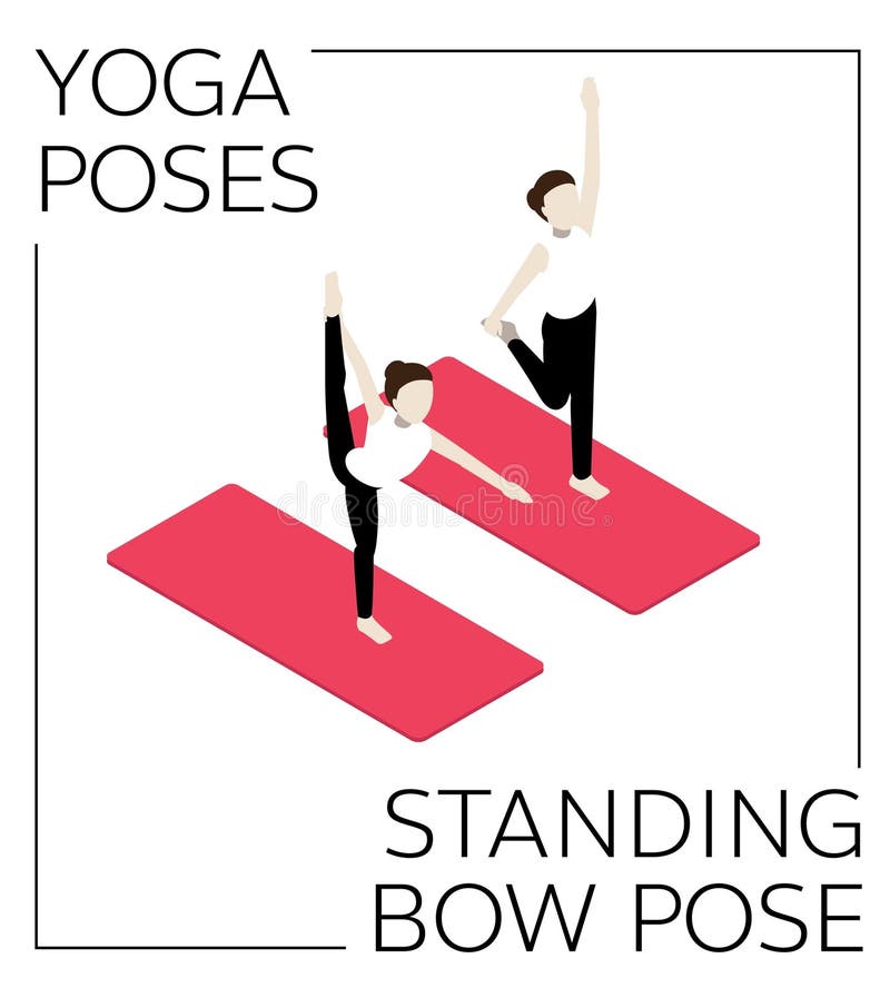 Yoga Pose Standing Bow Pose Isometric Vector Set Stock Vector ...