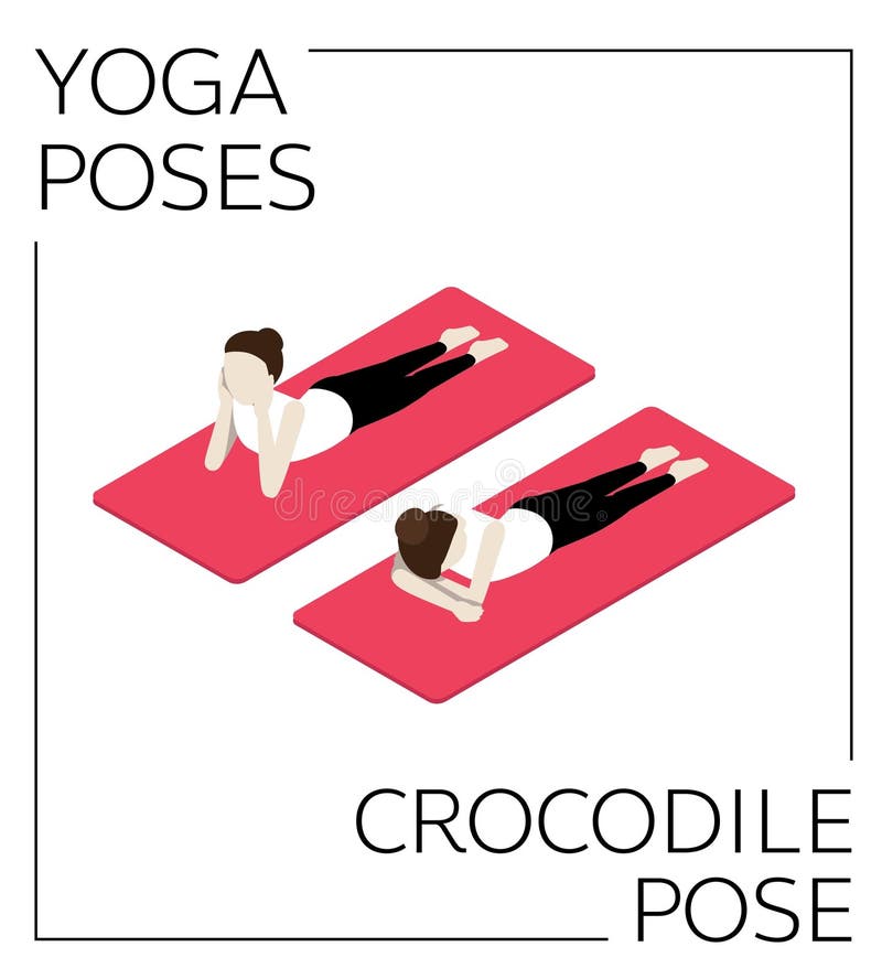 Yoga Crocodile Pose Isometric Vector Set Stock Vector - Illustration of ...