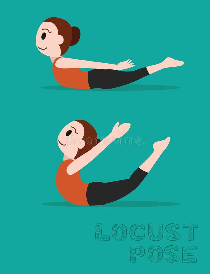 Yoga Locust Pose Cartoon Vector Illustration Monochrome Stock Vector ...