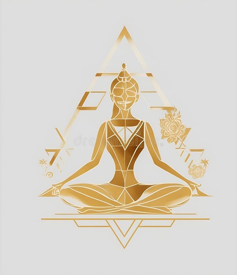 Yoga Logo Vector Emblem, Linear Modern Golden, a Standing Girl ...