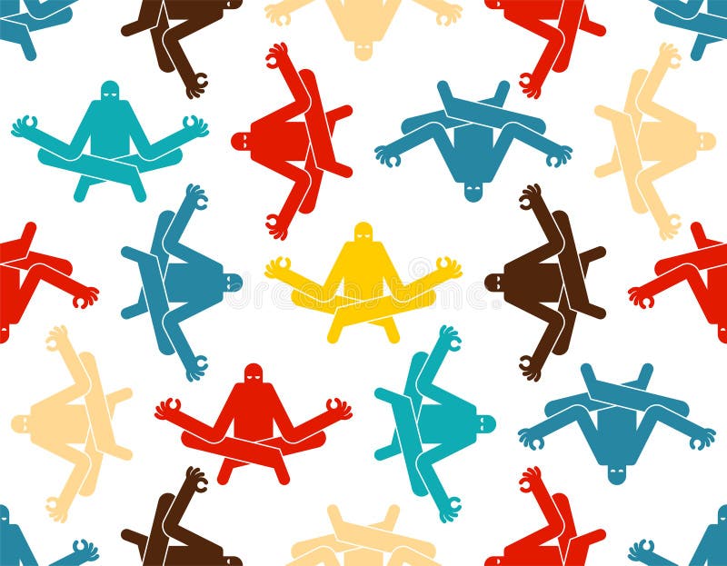 Yoga Lotus Pose Pattern Seamless. Concept of Knowledge and Self ...