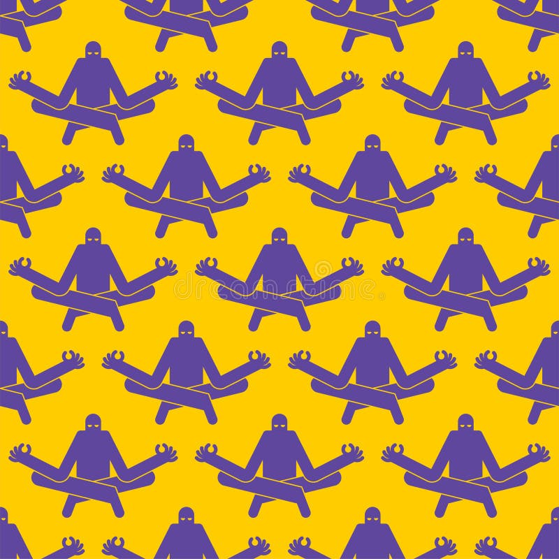 Yoga Lotus Pose Pattern Seamless. Concept of Knowledge and Self ...