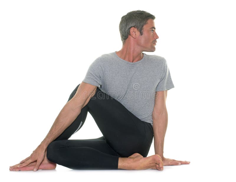 Yoga. Flexible Man Practising in Studio Stock Photo - Image of shape ...