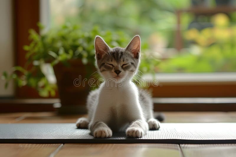 Yoga Master Kitten, a Cat in a Perfect Yoga Pose, Complete with a Tiny ...