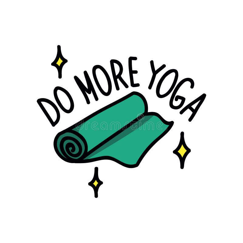 Yoga Mat, Do More Yoga Doodle Icon, Vector Color Illustration Stock ...
