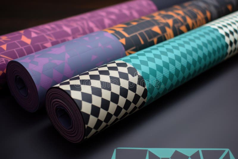 Yoga Mat with Geometric Patterns and Colors Stock Illustration ...