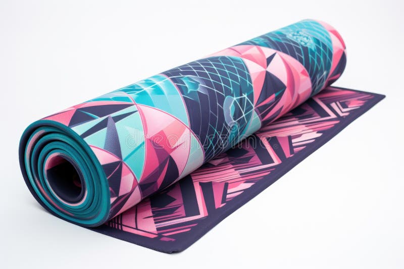 Yoga Mat with Geometric Patterns, Colors, and Shapes Stock Illustration ...