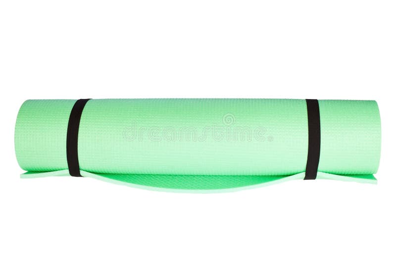 Yoga Mat Roll Isolated on White Stock Image - Image of mattress, hiking ...