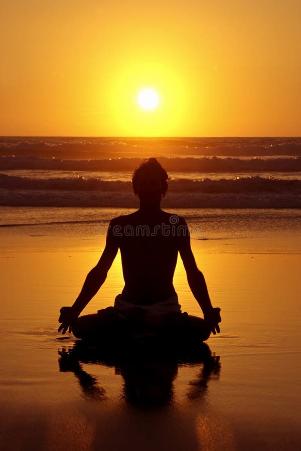 Yoga meditation at sunset stock image. Image of calmness - 5130145