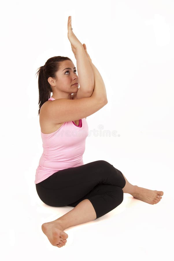 Yoga Model in Shoulder Stretching Cow Face with Ea Stock Image - Image ...