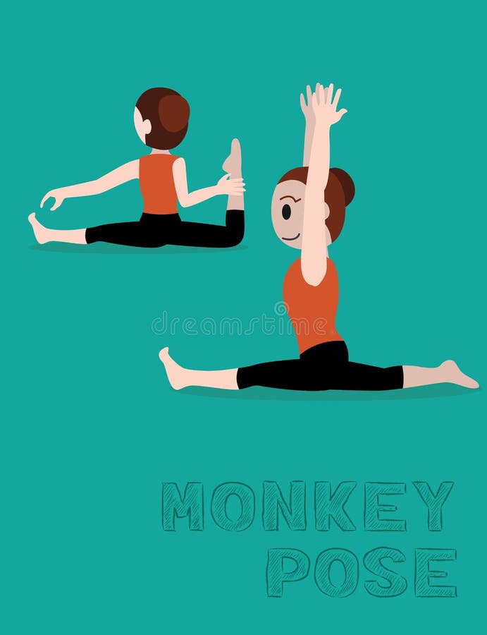 Yoga Monkey Pose Cartoon Vector Illustration Stock Vector ...