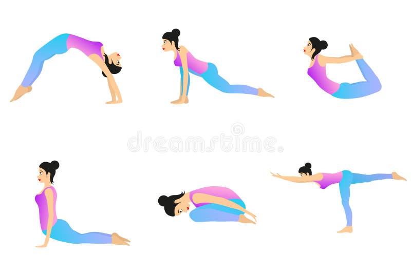 Yoga Movement Set. stock vector. Illustration of posture - 101634263