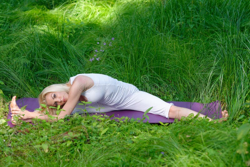 Yoga in nature stock image. Image of meditate, natural - 33166953
