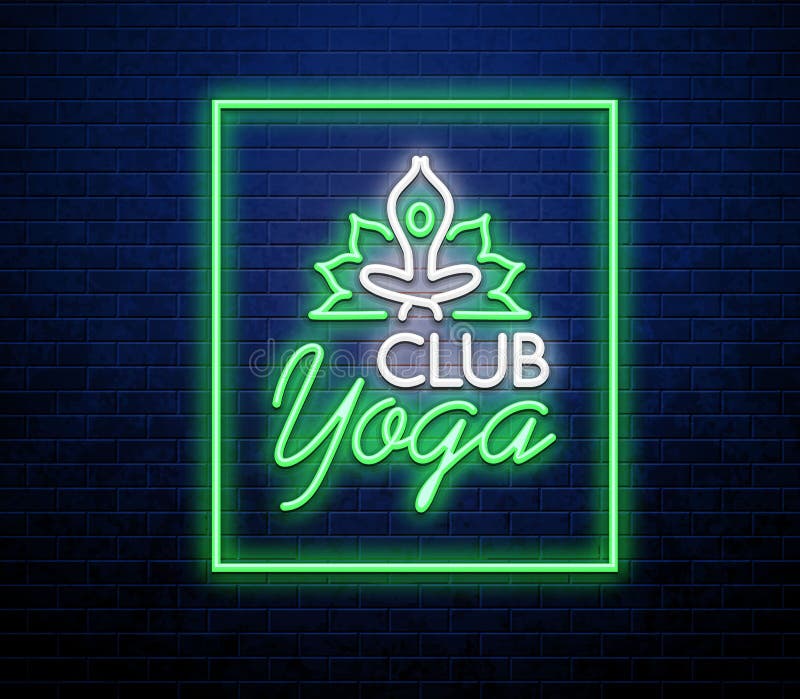 Yoga neon glowing sign stock vector. Illustration of concept - 116101595