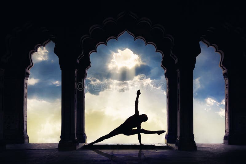 Yoga in temple at night stock photo. Image of hinduism - 34809168