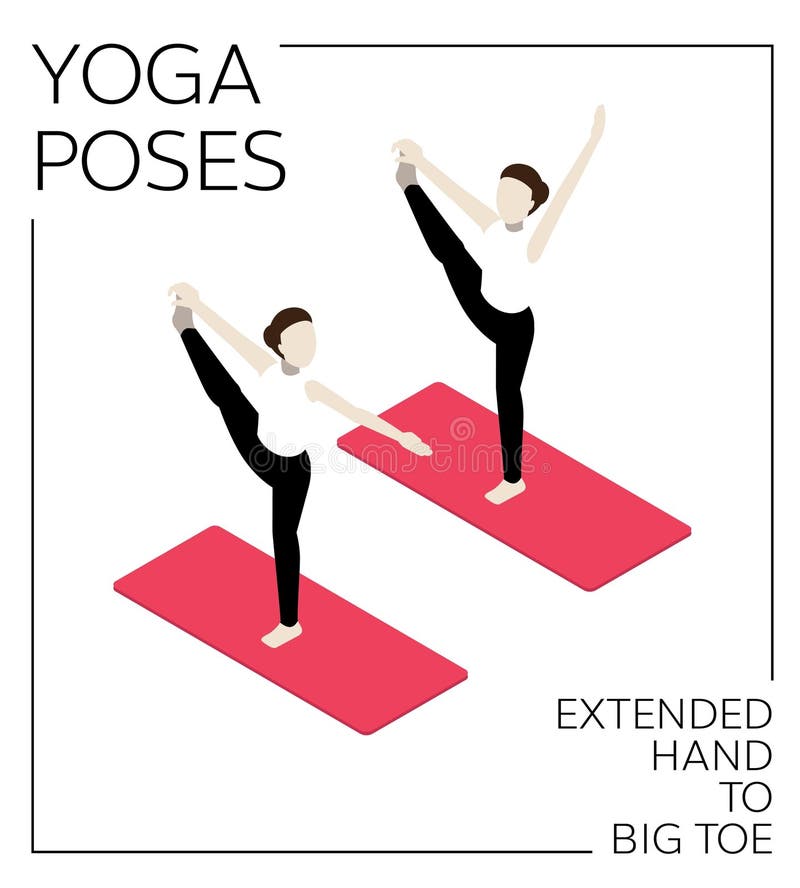 Yoga Pose Extended Hand To Big Toe Isometric Vector Set Stock ...