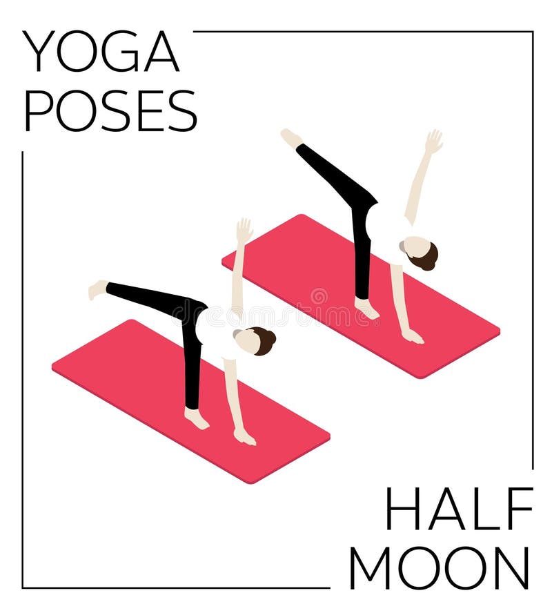 Yoga Pose Half Moon Isometric Vector Set Stock Vector - Illustration of ...