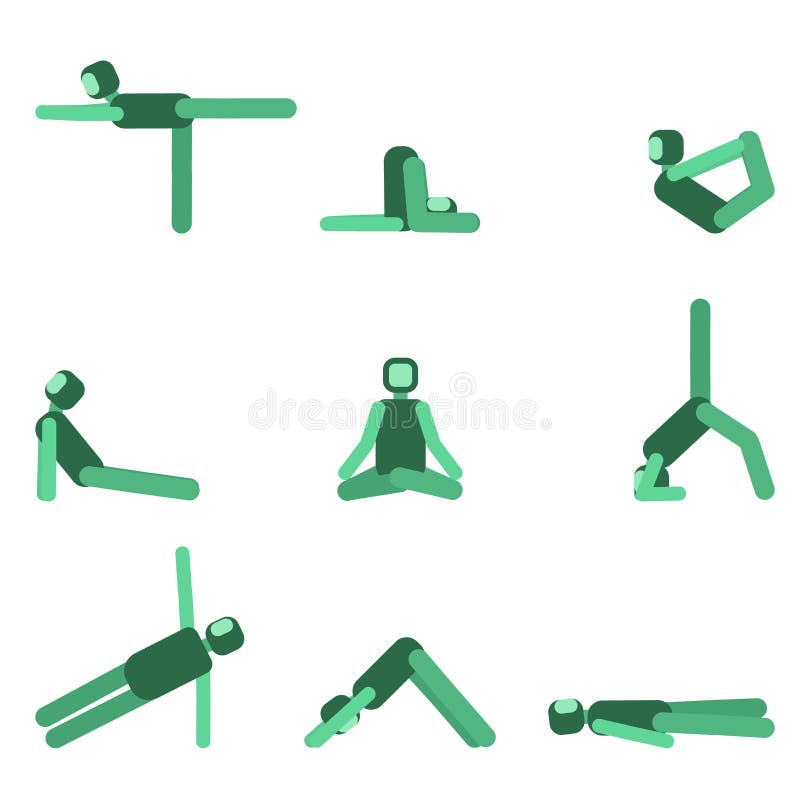 Yoga Pose Icon Set. Collection of Asanas Stock Illustration ...