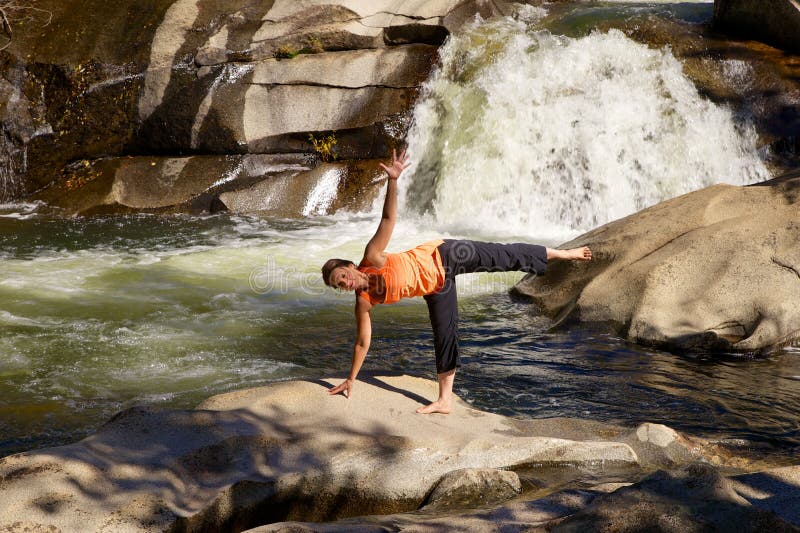 Yoga Pose Outdoors stock image. Image of waterfall, fitness - 34551227