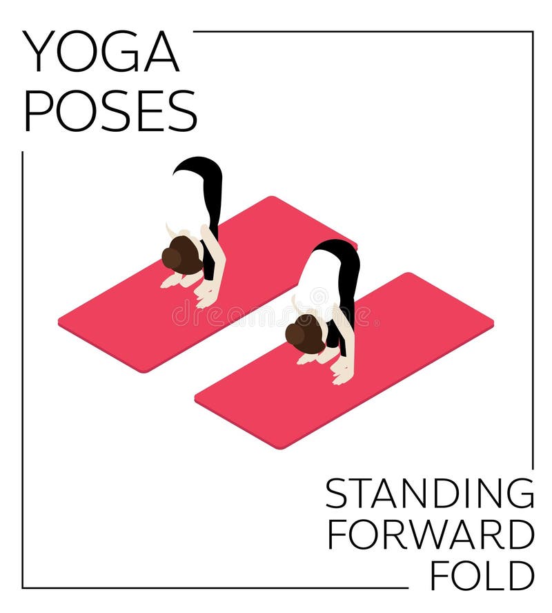 Yoga Pose Standing Forward Fold Isometric Vector Set Stock Vector ...