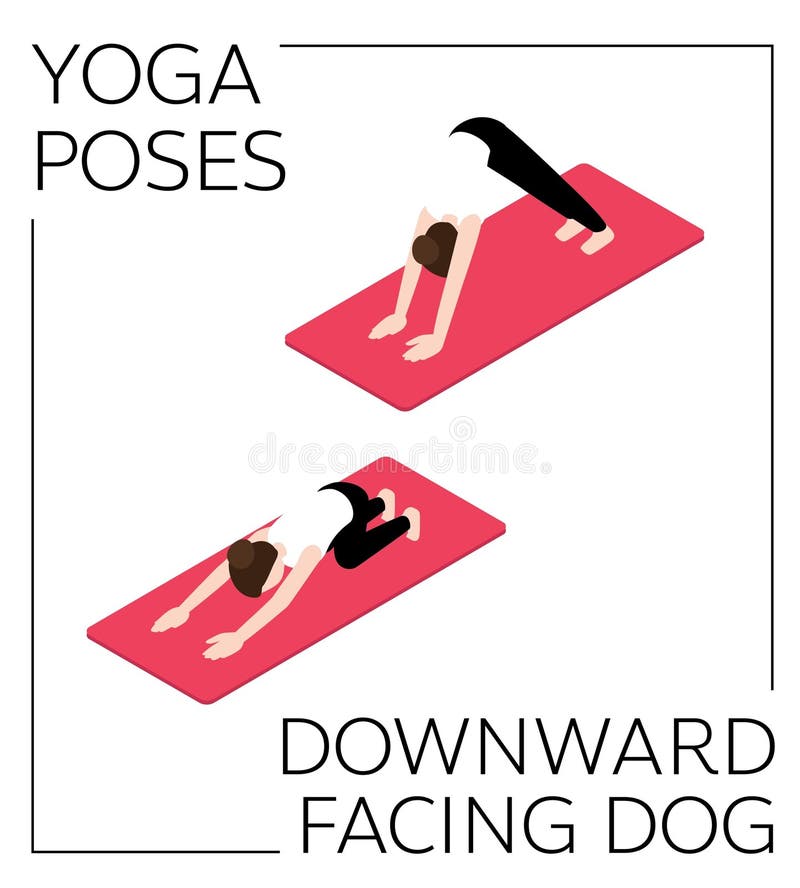 Yoga Pose Downward Facing Dog Isometric Vector Set Stock Vector ...
