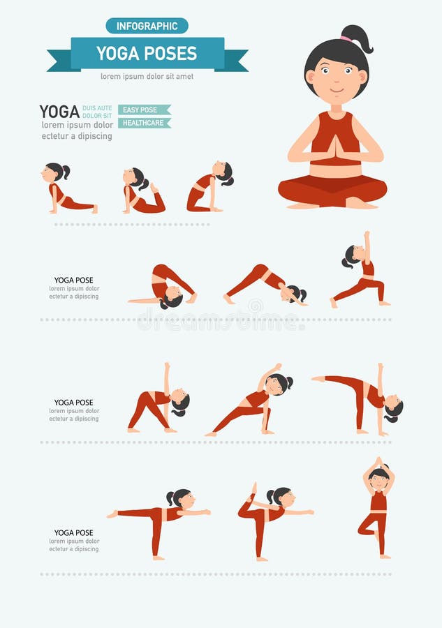 Yoga Poses Infographics. Vector Stock Vector - Illustration of adult ...