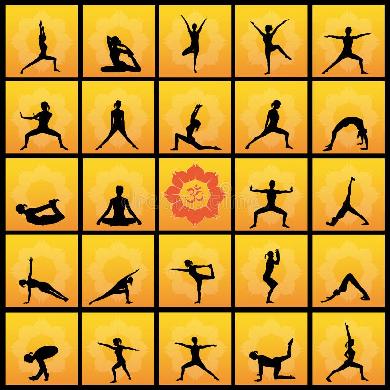 Yoga poses scheme stock illustration. Illustration of nature - 89557483