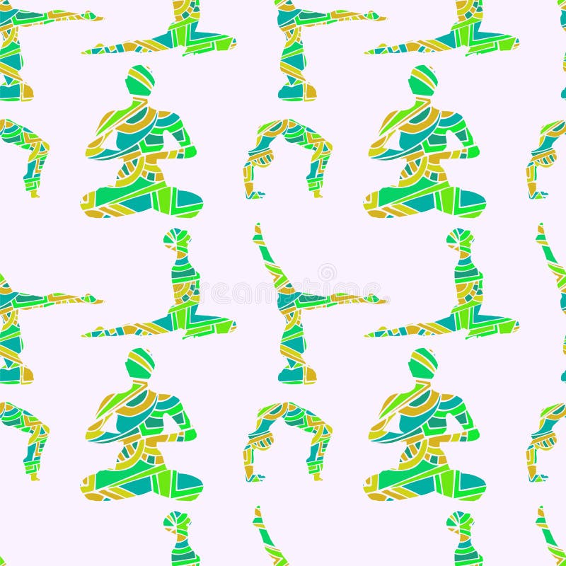 Yoga Poses Seamless Pattern. Stock Vector - Illustration of action ...