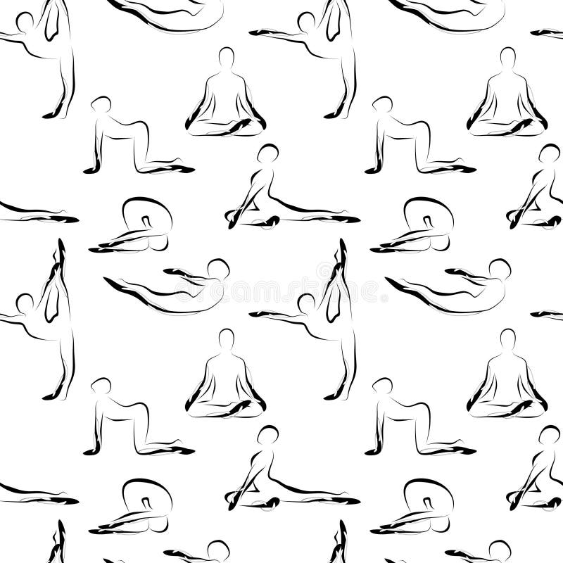 Yoga Poses Seamless Vector Pattern Stock Vector - Illustration of ...