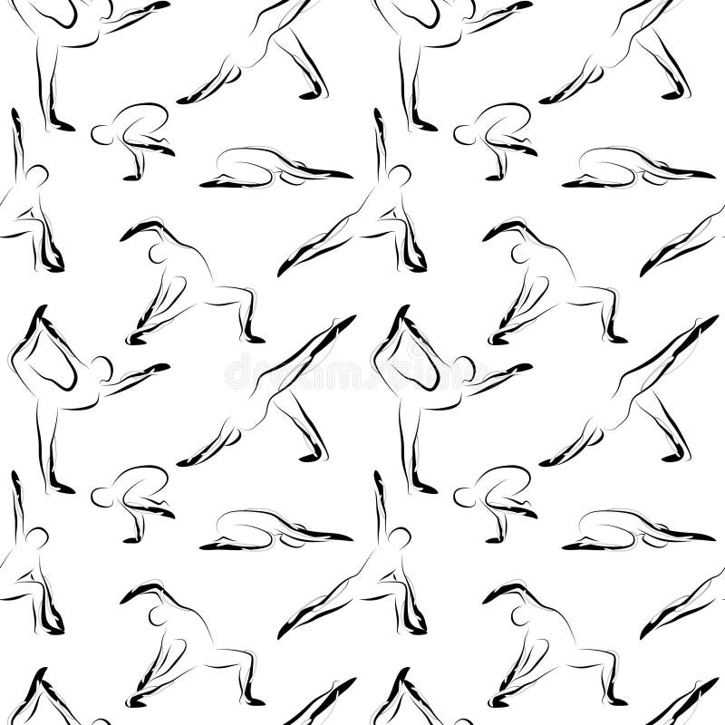 Yoga Poses Seamless Vector Pattern Stock Vector - Illustration of ...