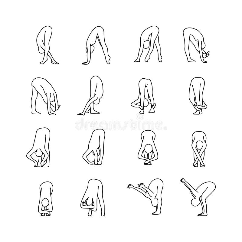 Yoga Poses Vector Illustration Outline Sketch Hand Drawn with Bl Stock ... Yoga Poses Vector Illustration Outline Sketch Hand Drawn with Bl Stock ...