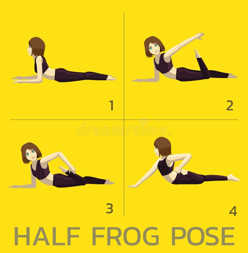 Half Frog Pose Yoga Manga Tutorial How Cartoon Vector Illustration ... Half Frog Pose Yoga Manga Tutorial How Cartoon Vector Illustration ...