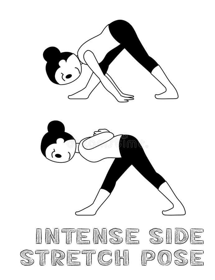 Yoga Intense Side Stretch Pose Cartoon Vector Illustration Stock Vector ...