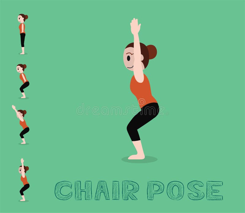 Yoga Tutorial Chair Pose Cute Cartoon Vector Illustration Stock Vector ...