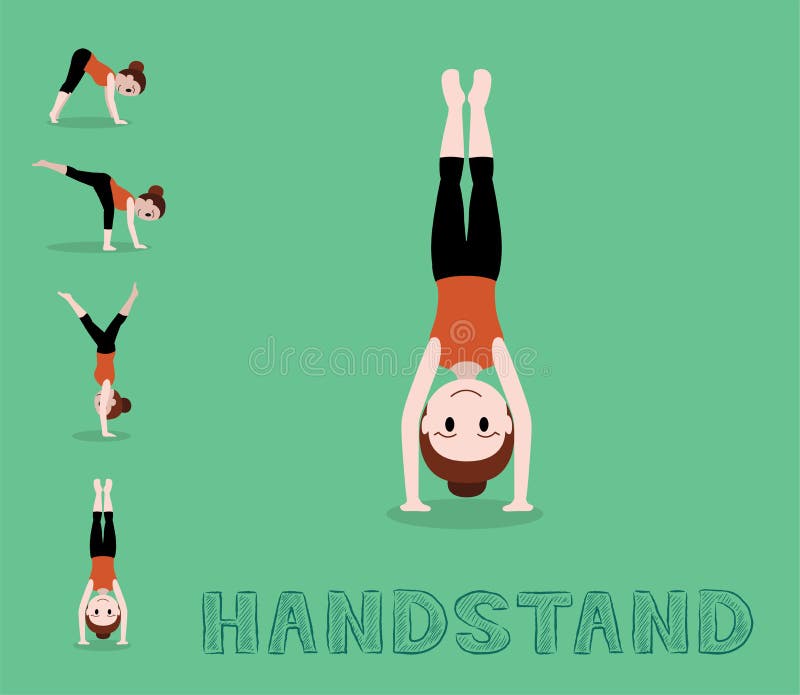 Yoga Tutorial Handstand Pose Cute Cartoon Vector Illustration Stock ...