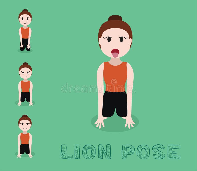 Yoga Tutorial Lion Pose Cute Cartoon Vector Illustration Stock Vector ...
