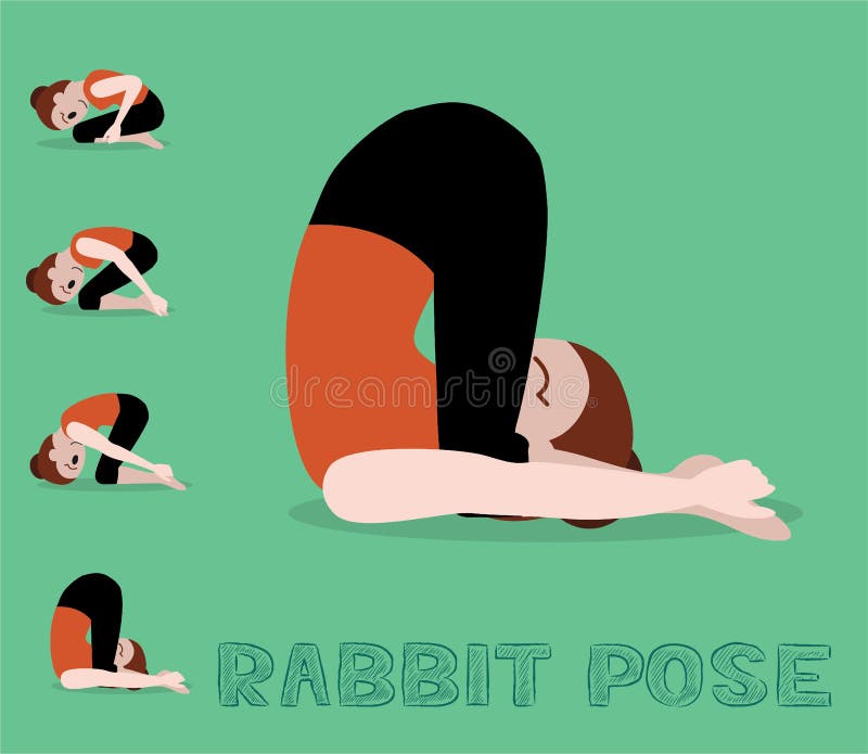 Yoga Tutorial Rabbit Pose Cartoon Vector Illustration Stock ...
