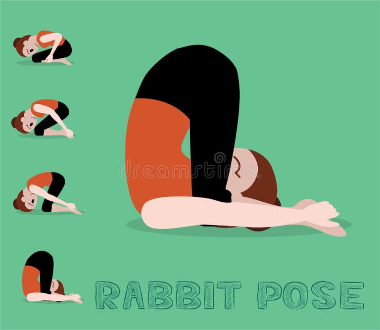 Yoga Tutorial Rabbit Pose Cartoon Vector Illustration Stock Vector ...
