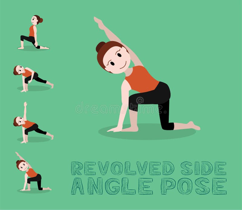 Yoga Tutorial Revolved Side Angle Pose Cartoon Vector Illustration ...